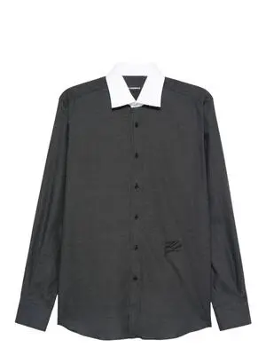 Karl Lagerfeld Contrast-collar Cotton Shirt - Black