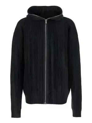 Rick Owens Ribbed Zip-front Hoodie - Black
