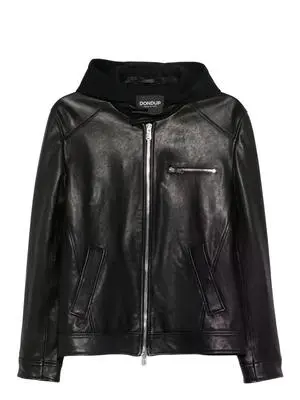 DONDUP Hooded Leather Jacket - Black
