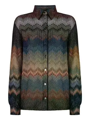 Missoni Chevron-pattern Metallic Shirt - Brown