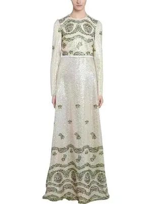 Giambattista Valli Sequin-embroidered Long Dress - Silver