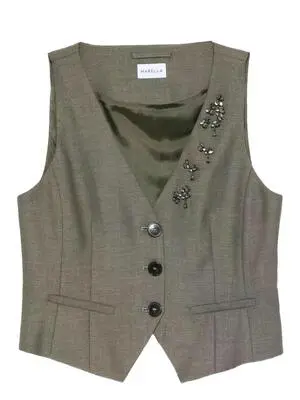Marella Embellished Button Waistcoat - Neutrals