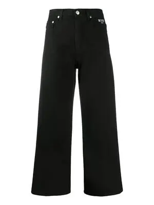MSGM Wide-leg Trousers With Logo Detail - Black