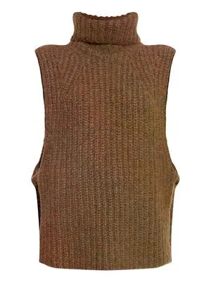 Isabel Marant Turtleneck Ribbed Vest - Brown
