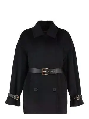 Max Mara Double-breasted Belted Jacket - Black