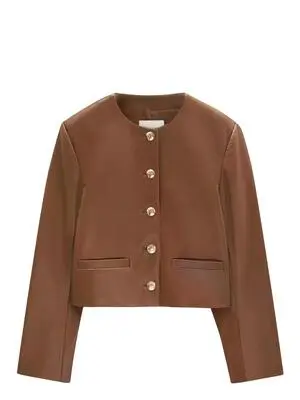 ANINE BING Button-fastening Leather Jacket - Brown