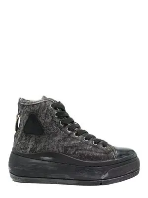 R13 Distressed Leather High-top Sneakers - Black