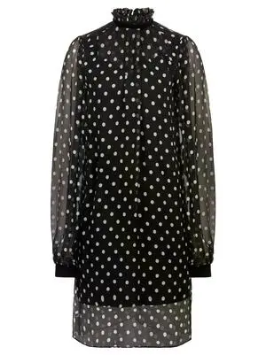 Nina Ricci Polka-dot Ruffled Mini Dress - Black