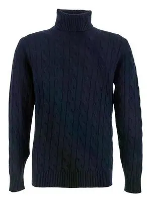 KANGRA Cable-knit Turtleneck Sweater - Blue