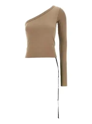 Rick Owens Ziggy Asymmetric-neckline T-shirt - Neutrals