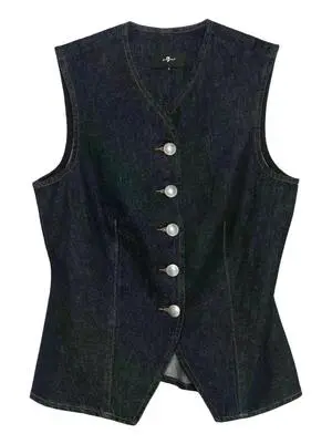 7 For All Mankind Button-fastening Denim Waistcoat - Blue