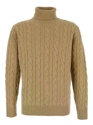 KANGRA Cable-knit Turtleneck Sweater - Neutrals