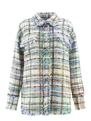 MSGM Tweed Frayed-Edge Jacket