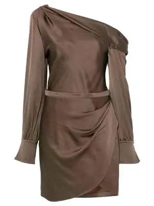 Simkhai One-shoulder Wrap Mini Dress - Brown