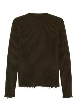 UMA WANG Ribbed Frayed-edge Jumper - Green