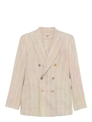 Max Mara Striped Double-breasted Blazer - Neutrals