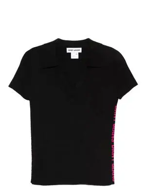 Dkny V-neck T-shirt With Side Logo - Black