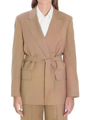 Max Mara Belted Peak-lapel Blazer - Neutrals