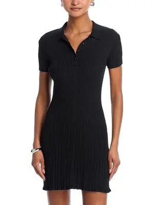 French Connection Collared Henley Mini Dress - Black