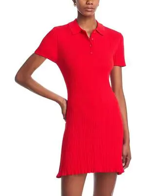 French Connection Collared Henley Mini Dress - Mars Red
