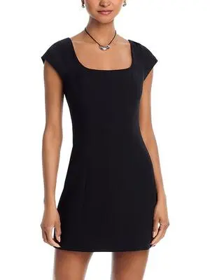 French Connection Azra Twill Cap Sleeve Mini Dress - Black