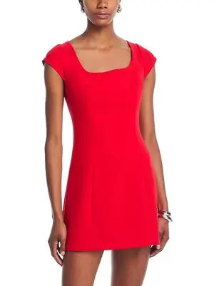 French Connection Azra Twill Cap Sleeve Mini Dress - Mars Red