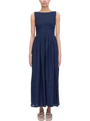 Hill House Home The Cosima Nap Dress - Navy Sheer Plaid