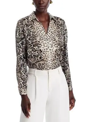Elie Tahari Madeline Silk-blend Blouse - Sunset Leopard Print