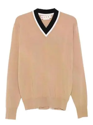 Marni V-neck Wool Sweater - Neutrals