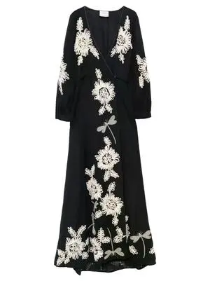 FORTE_FORTE Floral-embroidered Maxi Dress - Blue