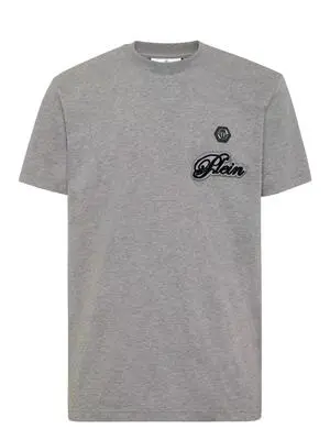 Philipp Plein Logo-embroidered T-shirt Grey