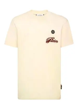 Philipp Plein Logo-patch Round-neck T-shirt - Neutrals