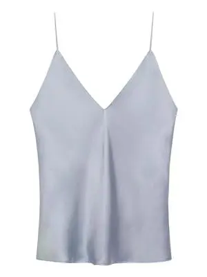 ANINE BING Ellen V-neck Silk Top - Grey
