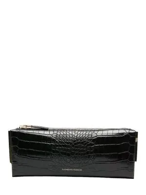 Elisabetta Franchi Crocodile-effect Zip Clutch - Black