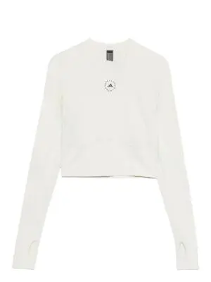 Adidas By Stella McCartney Logo-embellished Long-sleeve T-shirt - Neutrals