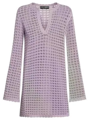 Dolce & Gabbana Open-knit Mini Dress - Purple