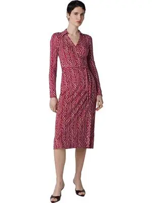 Diane Von Furstenberg Abigail Silk Jersey Midi Wrap Dress - Tiny Piazza Tiger Beet Pink