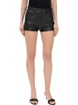 Norma Kamali High Waist Faux Leather Shorts - Black