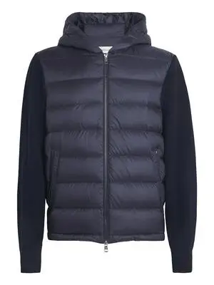 Moncler Virgin Wool Down-front Hoodie - Blue