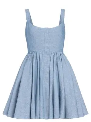 Alaïa Cotton-linen Mini Dress - Blue