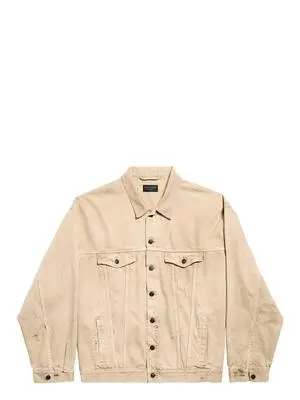 Balenciaga Logo Oversized Denim Jacket - Beige