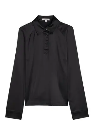 JW Anderson Stretch-satin Polo Top - Black