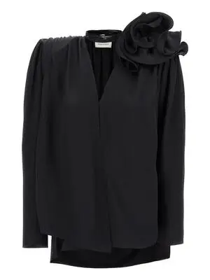 Magda Butrym Pf23 03' Silk Blouse - Black