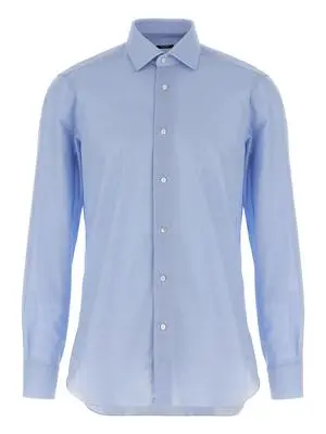 BARBA NAPOLI Honeycomb Cotton Shirt - Light Blue