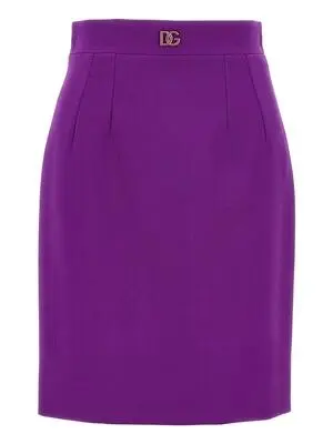 Dolce & Gabbana Metallic Logo Midi Skirt - Purple