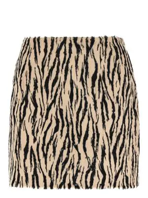 Remain Birger Christensen Printed Faux Fur Mini Skirt - White/black