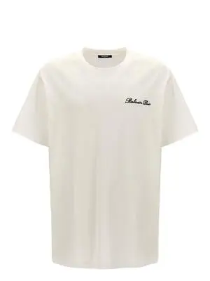 Balmain Signature' T Shirt - White/black
