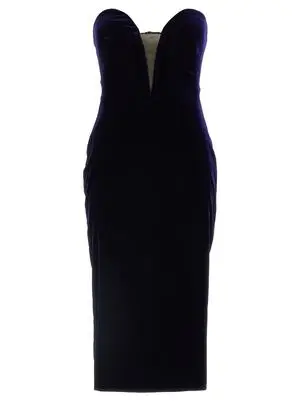 TOM FORD Off-the-shoulder Velvet Midi Dress - Blue