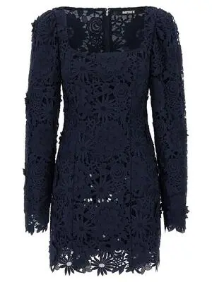 ROTATE BY BIRGER CHRISTENSEN 3d Lace Ls Mini Dress - Blue