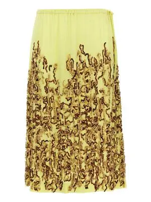 Dries Van Noten Salga Sequined Silk Midi Skirt - Yellow